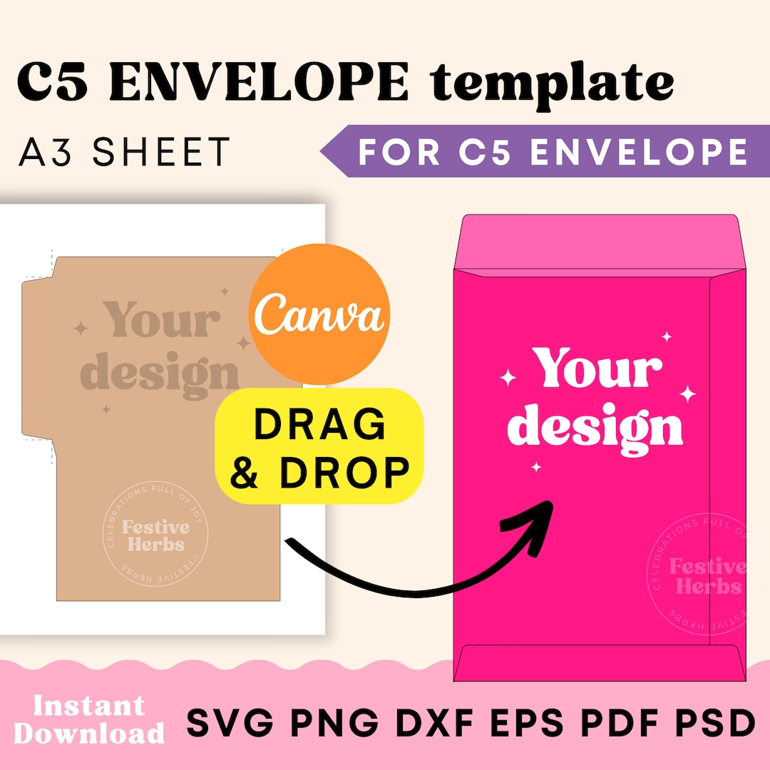 Plantilla de sobre C5, Sobre SVG, Plantilla de sobre de boda, Plantilla ...