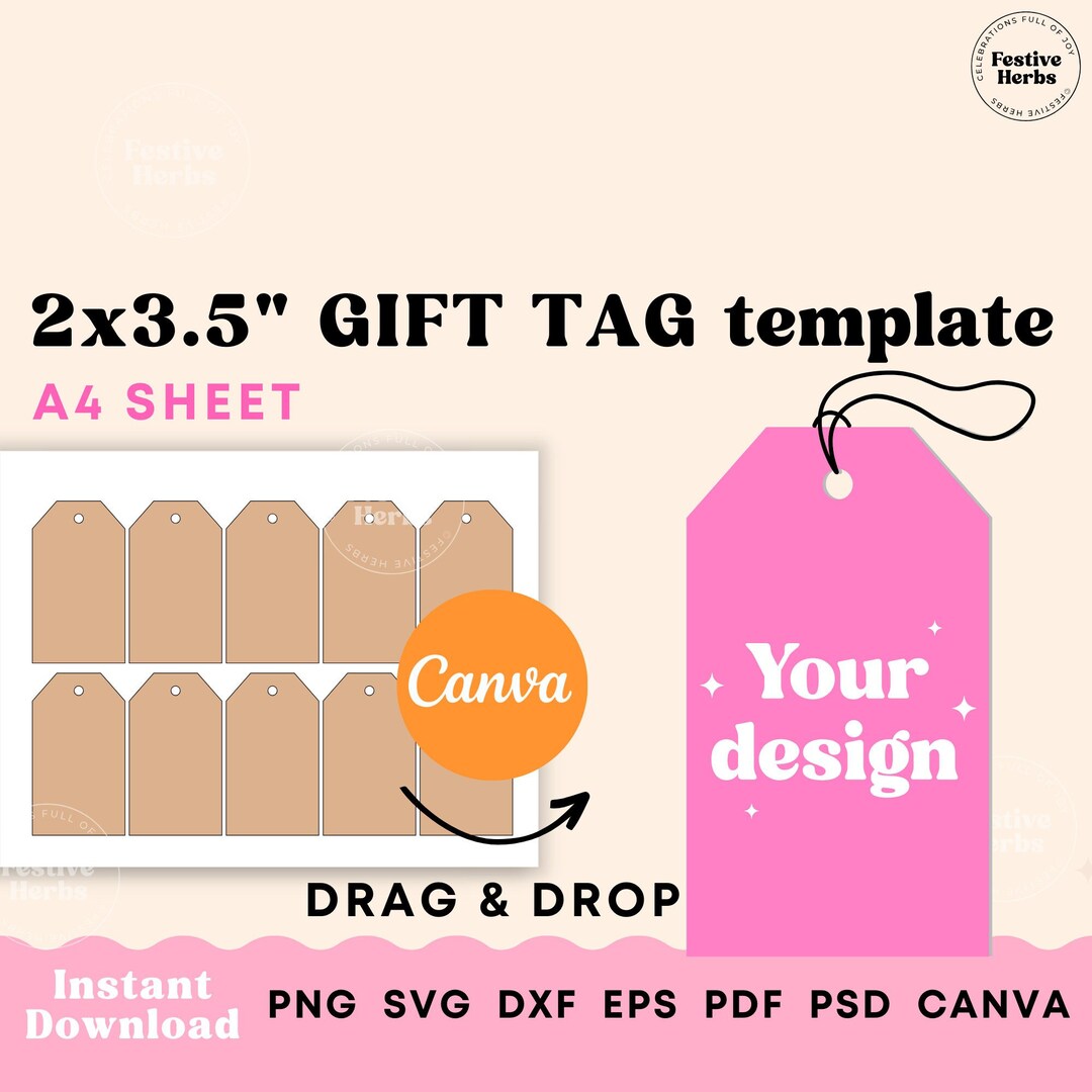 Gift Tag Template SVG, Hang Tag Template SVG, Gift Tag Template Canva ...