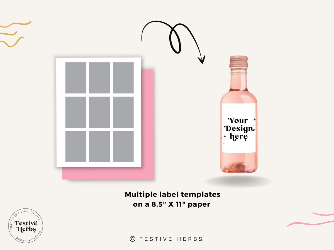 Mini Wine Bottle Label Template Mini Wine Bottle Labels Svg | Etsy