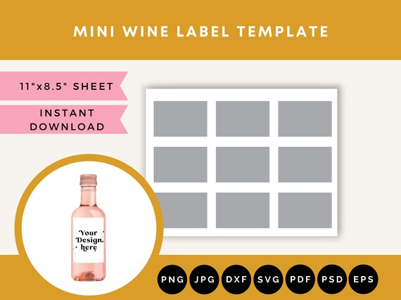 Mini Wine Bottle Label Template Mini Wine Bottle Labels Svg | Etsy