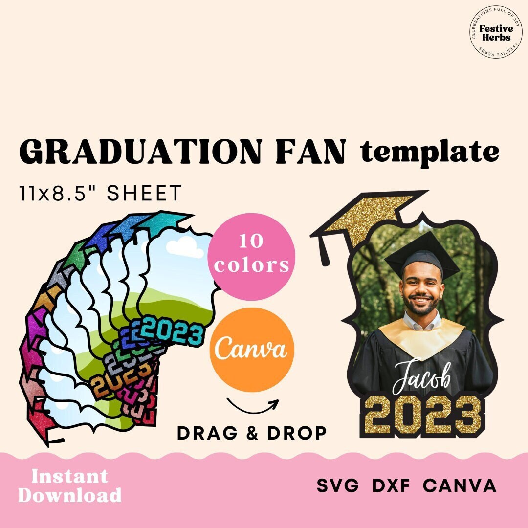 Graduation Paddle Fan Template Personalized Graduation Fan - Etsy