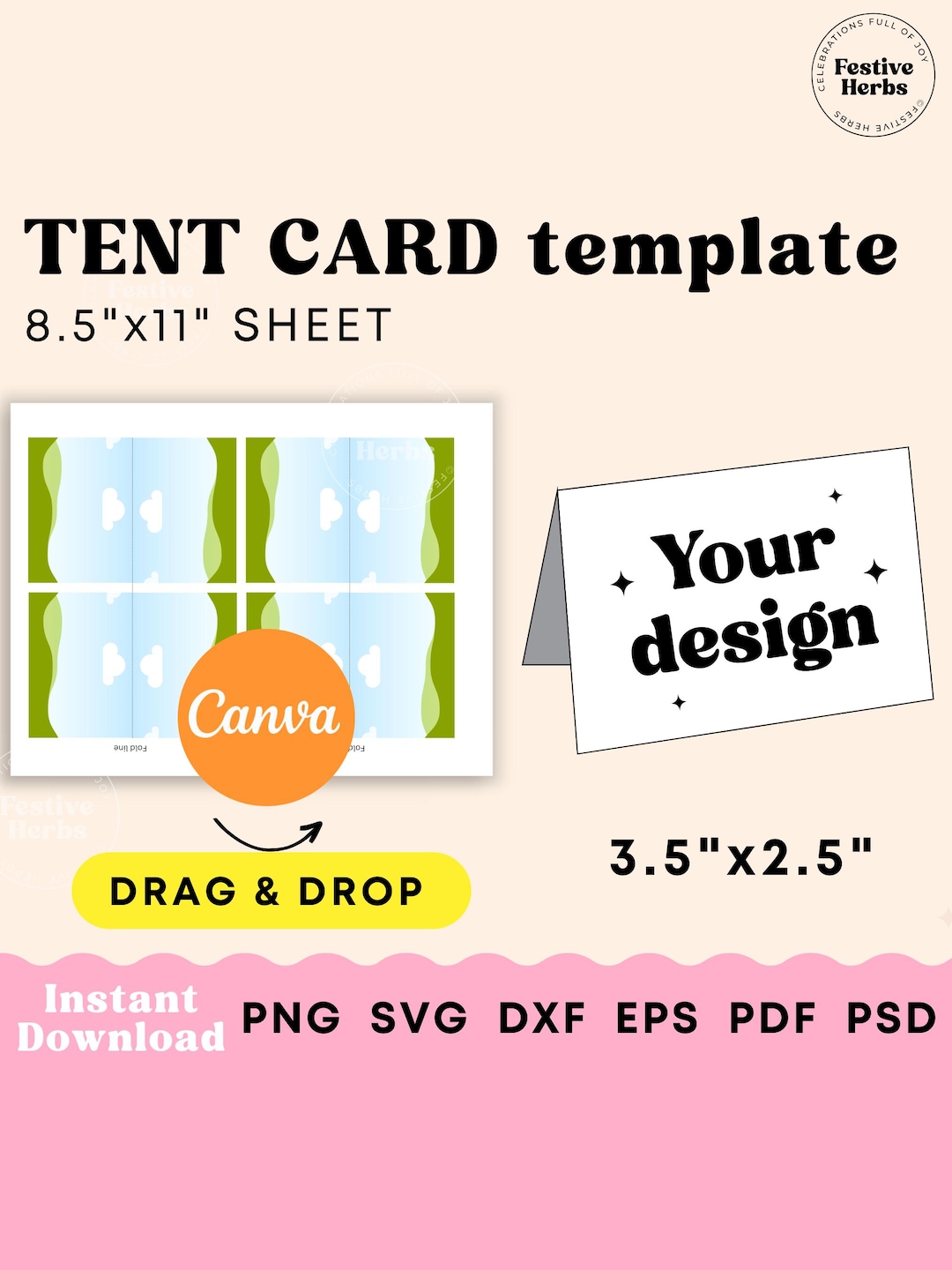 Tent Card Template, Food Label Template Canva, Tent Card Template for ...