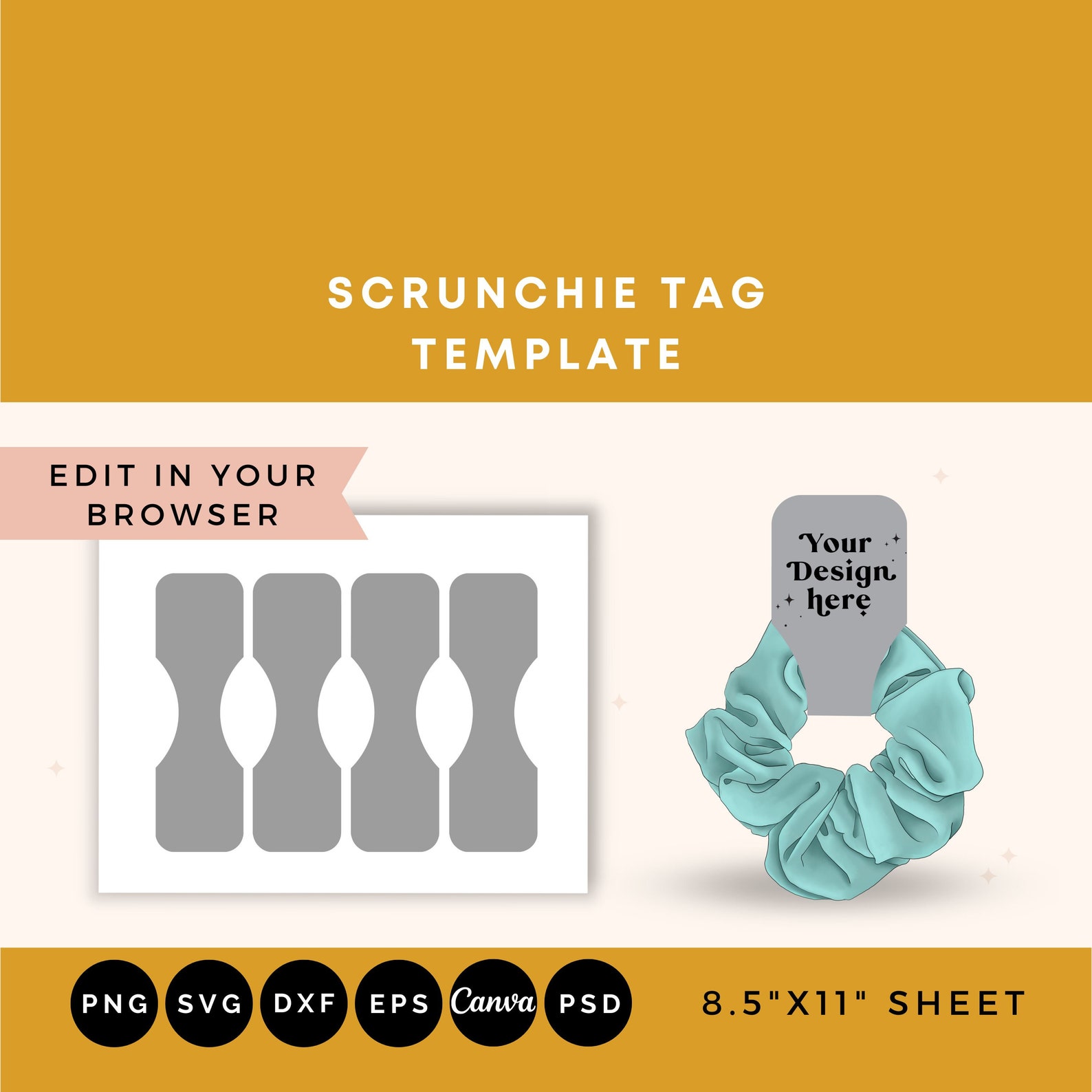 Scrunchie Tag Template Scrunchie Tag Svg Scrunchie Tag - Etsy