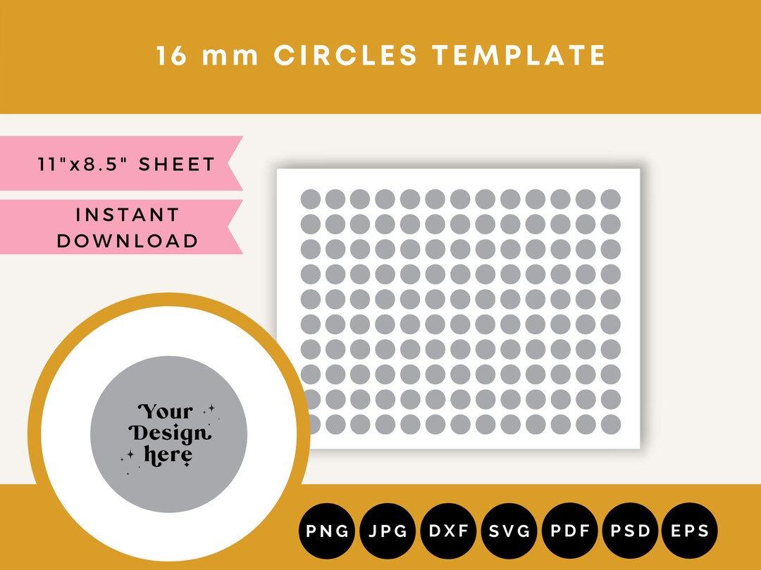 16 Mm Circle Template, Stickers Template, Circles Template, Design ...