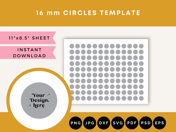 16 Mm Circle Template Stickers Template Circles Template | Etsy