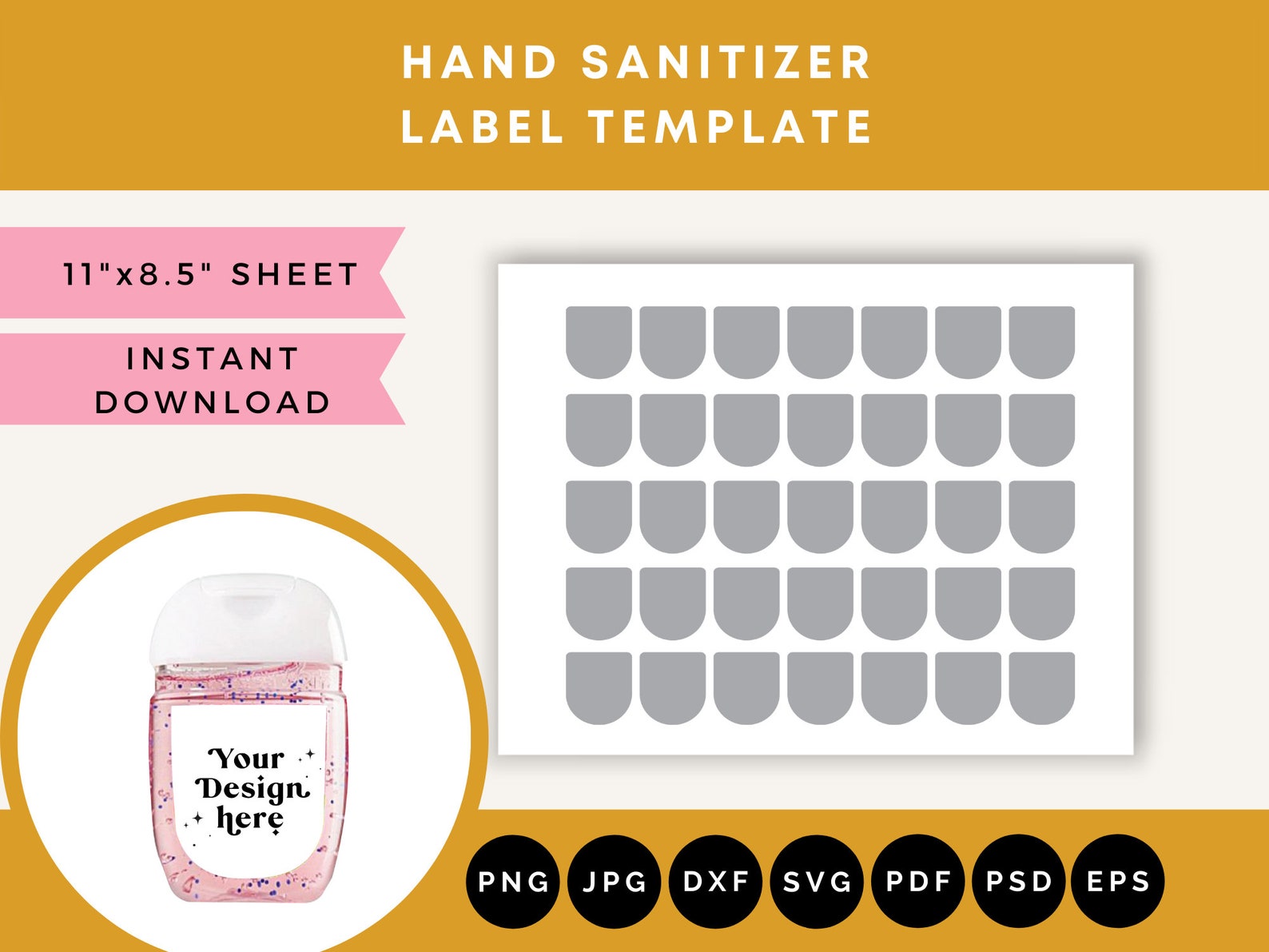 Mini Hand Sanitizer Label Template Hand Sanitize Label SVG | Etsy