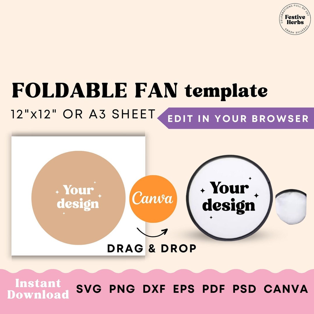 Foldable Fan Template, Foldable Fan Sublimation, Foldable Fan ...