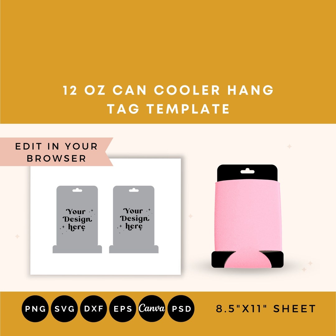 12oz Can Cooler Hang Tag Template, Beer Cooler Tag Template, Can Cooler ...
