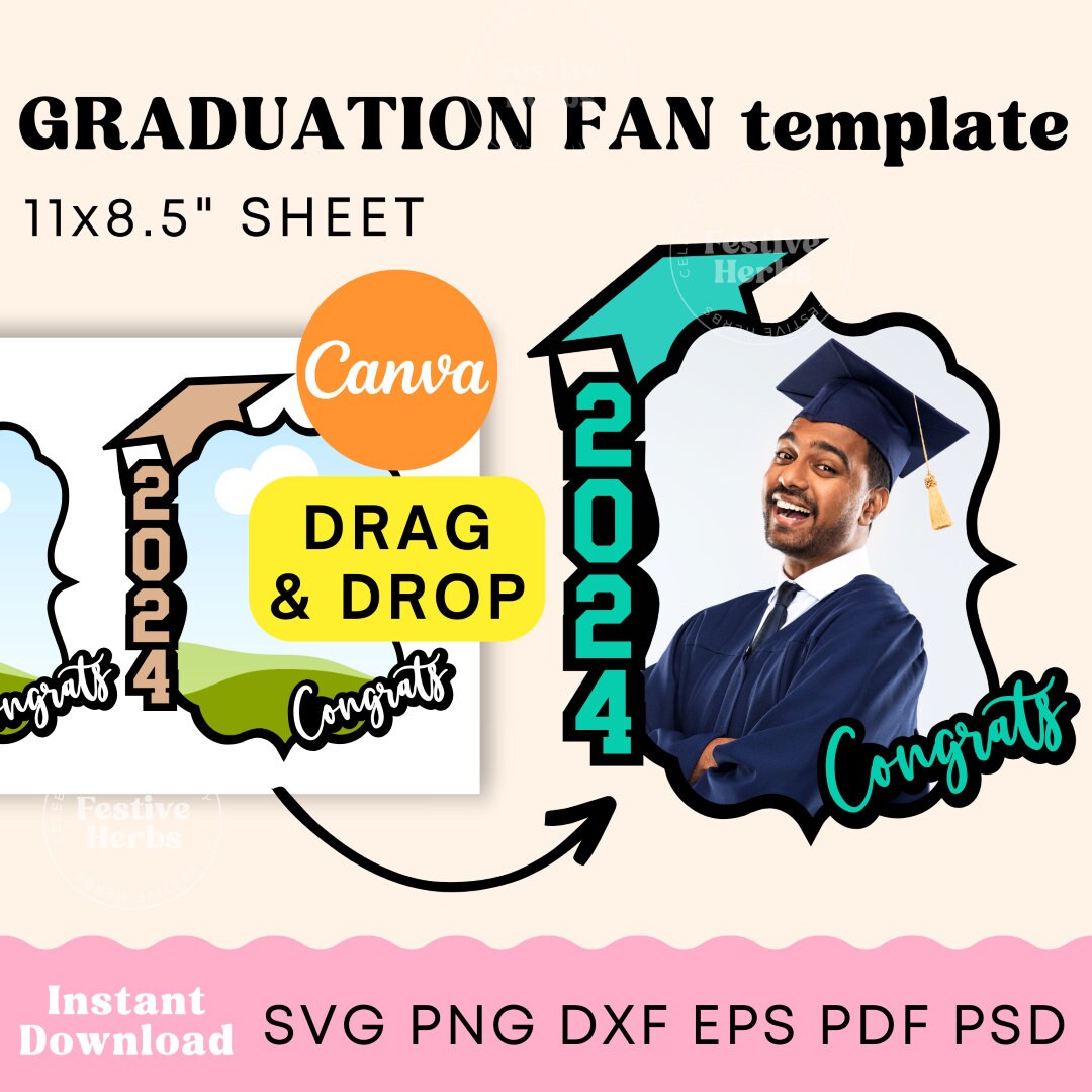 Graduation Fan Template, Custom Graduation Paddle Fan, Graduation Fan ...