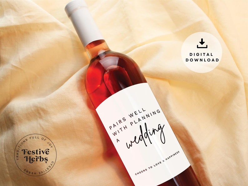 Pairs Well With Wedding Planning, Wine Label Custom, Engagement Gift ...