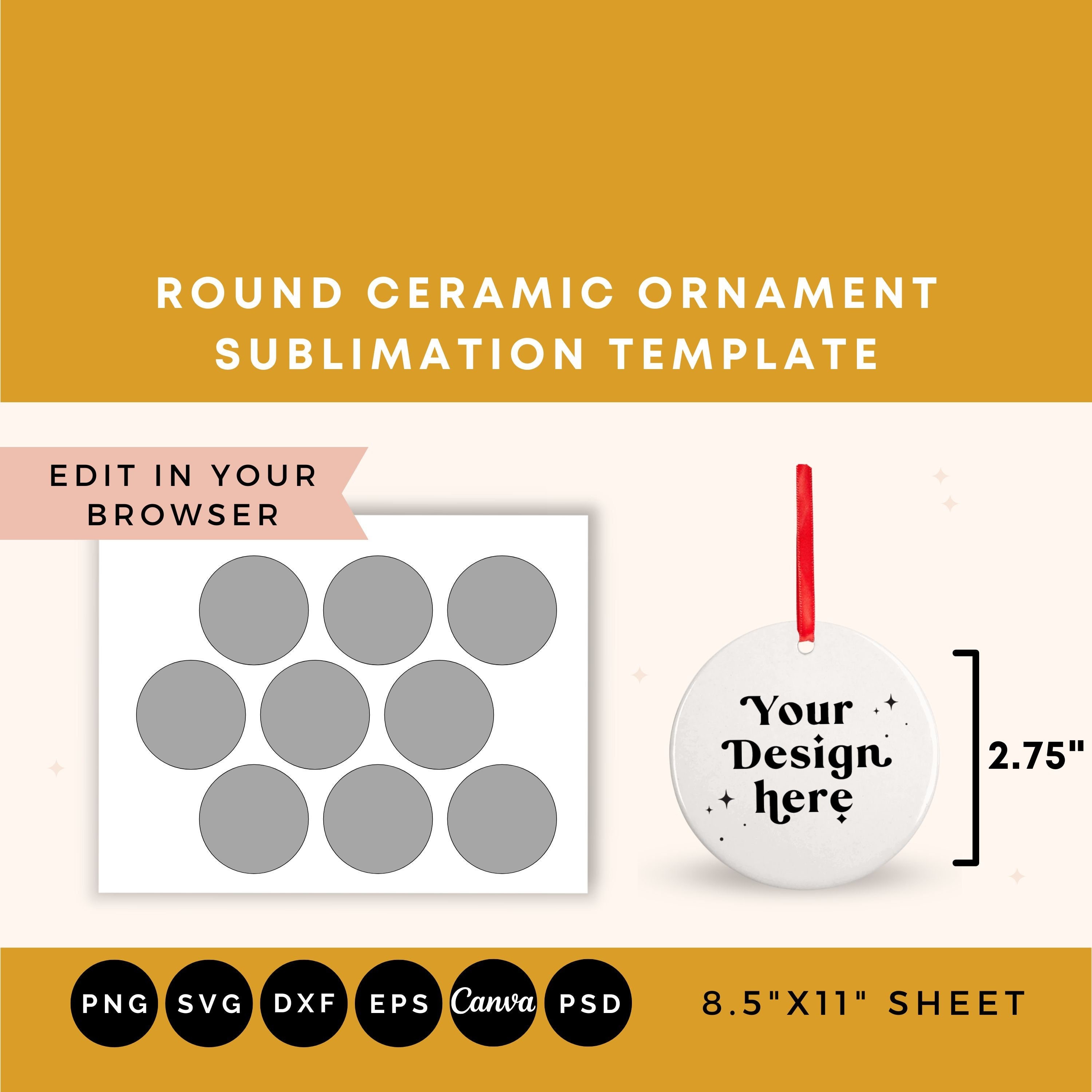 2.75inch Round Ceramic Ornament Template Round Ornament SVG - Etsy