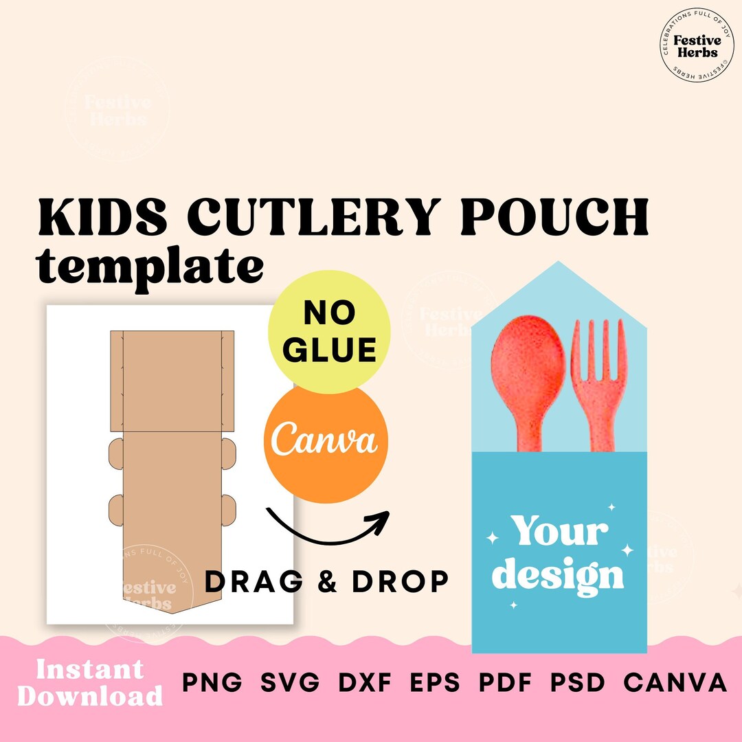 Cutlery Pouch Template, Kids Party Templates and Table Decorations ...