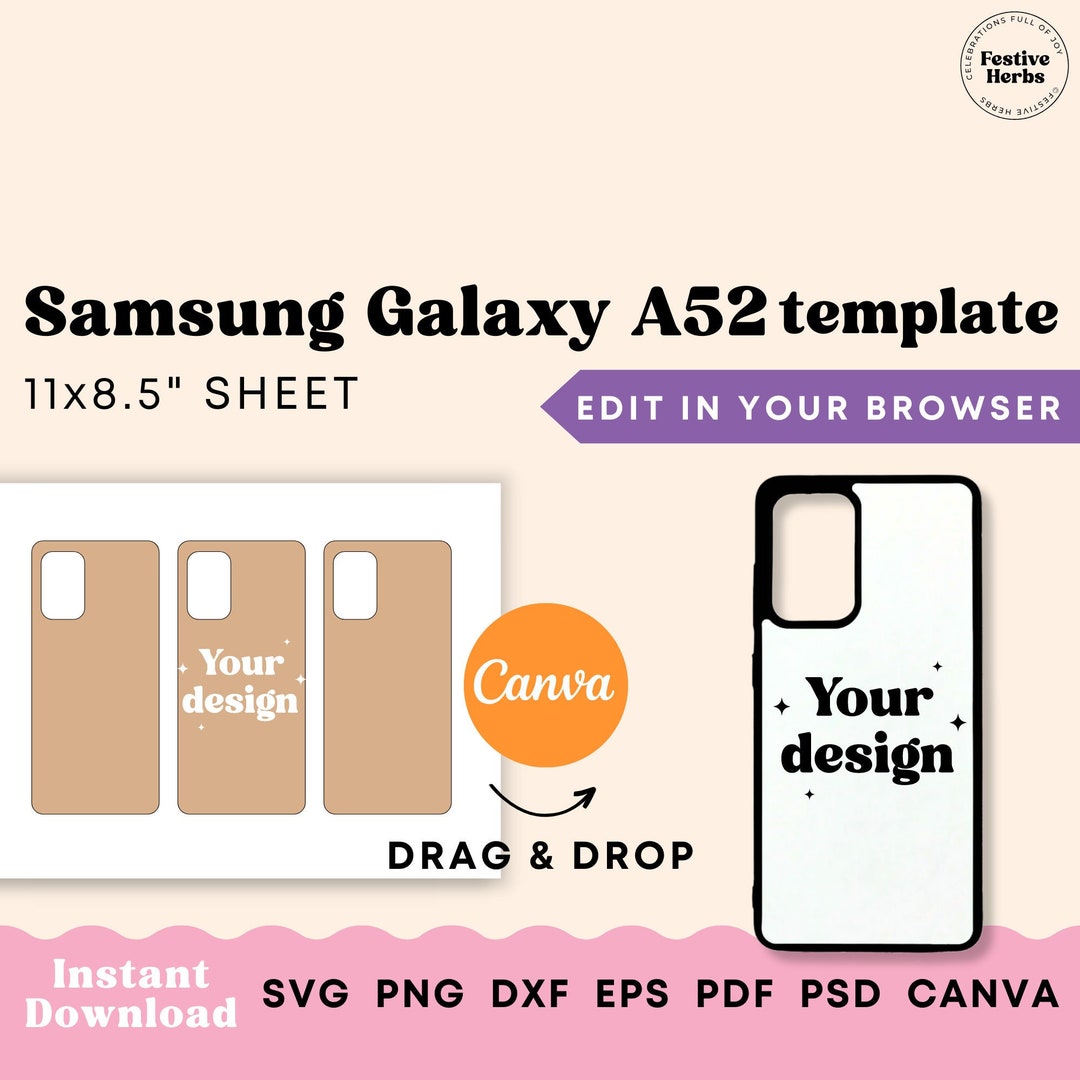 Phone Case Template, Samsung A52 Phone Case Template for Sublimation ...