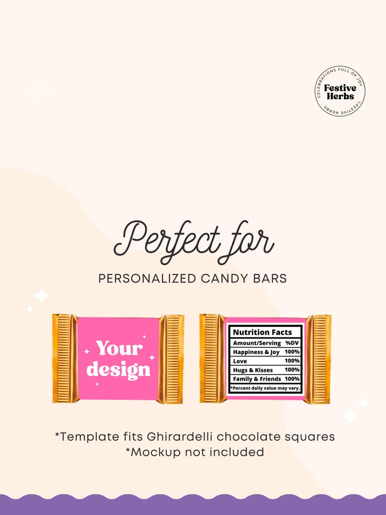 Mini Chocolate Wrapper Template, Chocolate Square Custom Wrapper ...