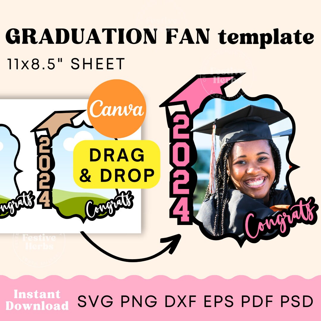 Graduation Fan Template, Custom Graduation Paddle Fan, Graduation Fan ...