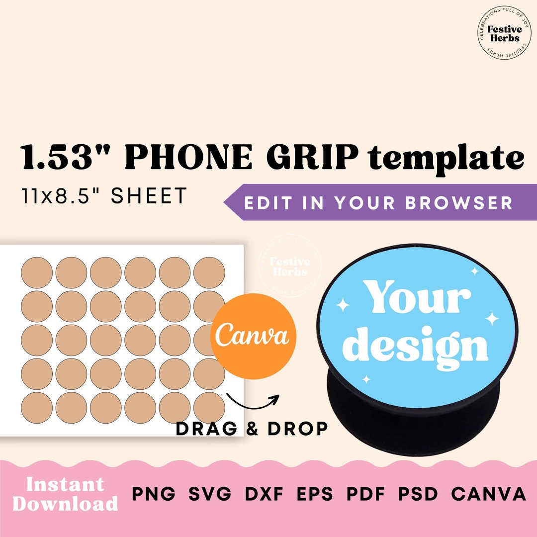 Phone Grip Template Sublimation Phone Holder Template, Phone Stand ...