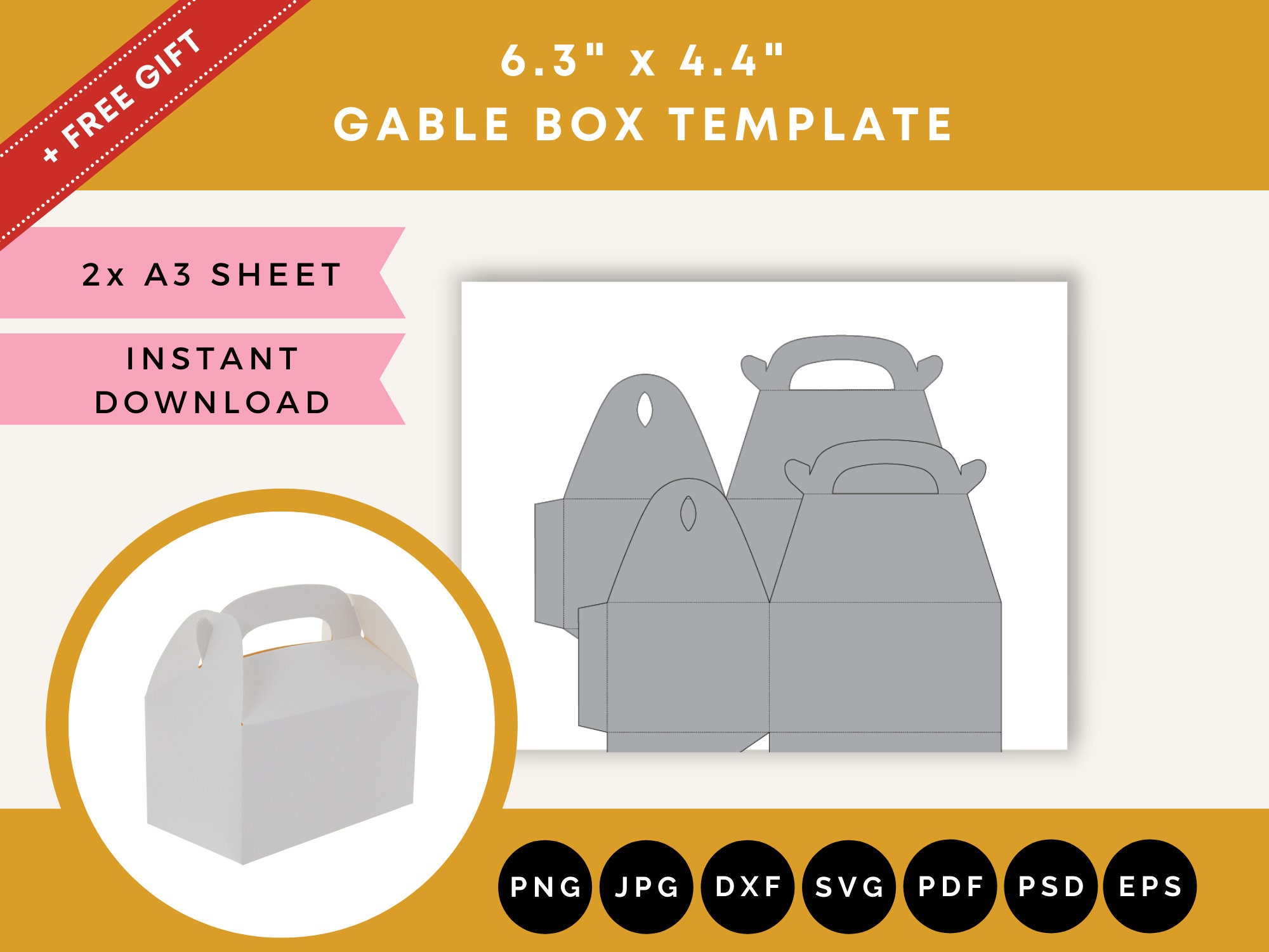 Gable Box SVG Gable Box Template Box with Handle Template | Etsy France