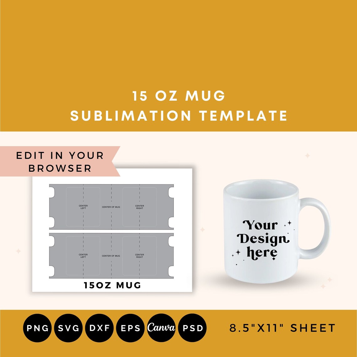 15 Oz Mug Sublimation Template Mug SVG Sublimation Template - Etsy