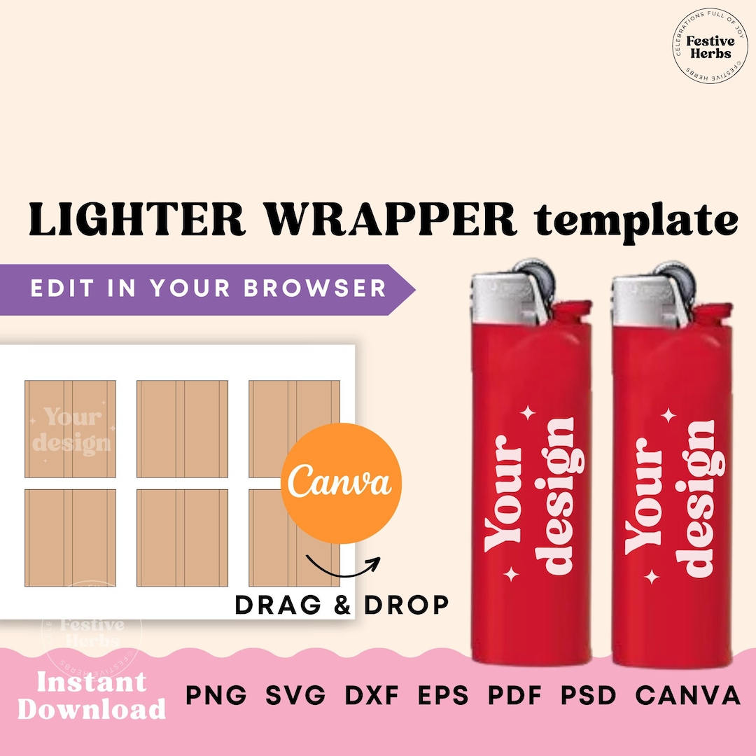 Lighters Template, Lighter Wrapper Template, Lighter Label Template ...