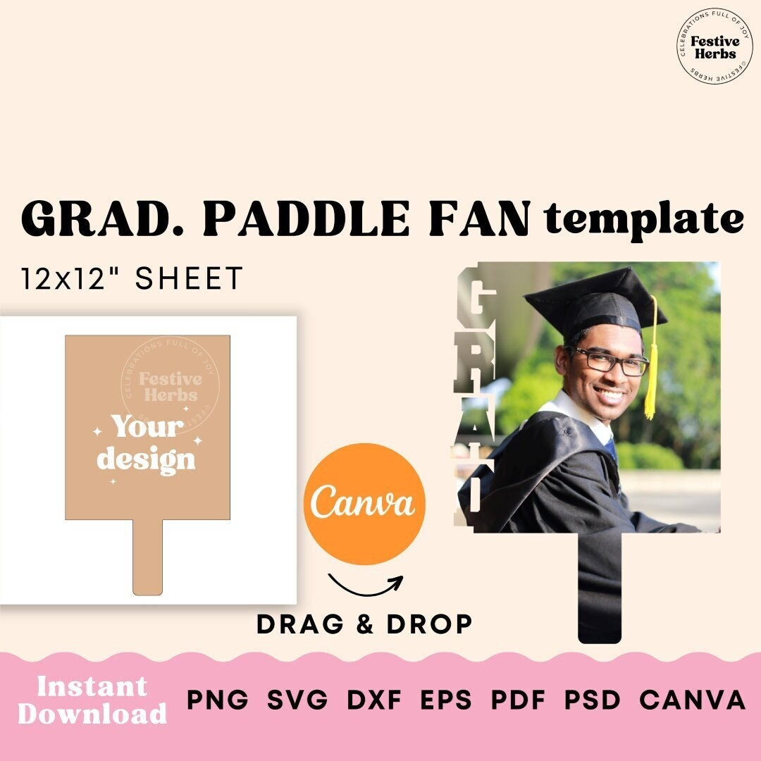 Personalized Graduation Paddle Fan Template SVG: Custom Grad ...