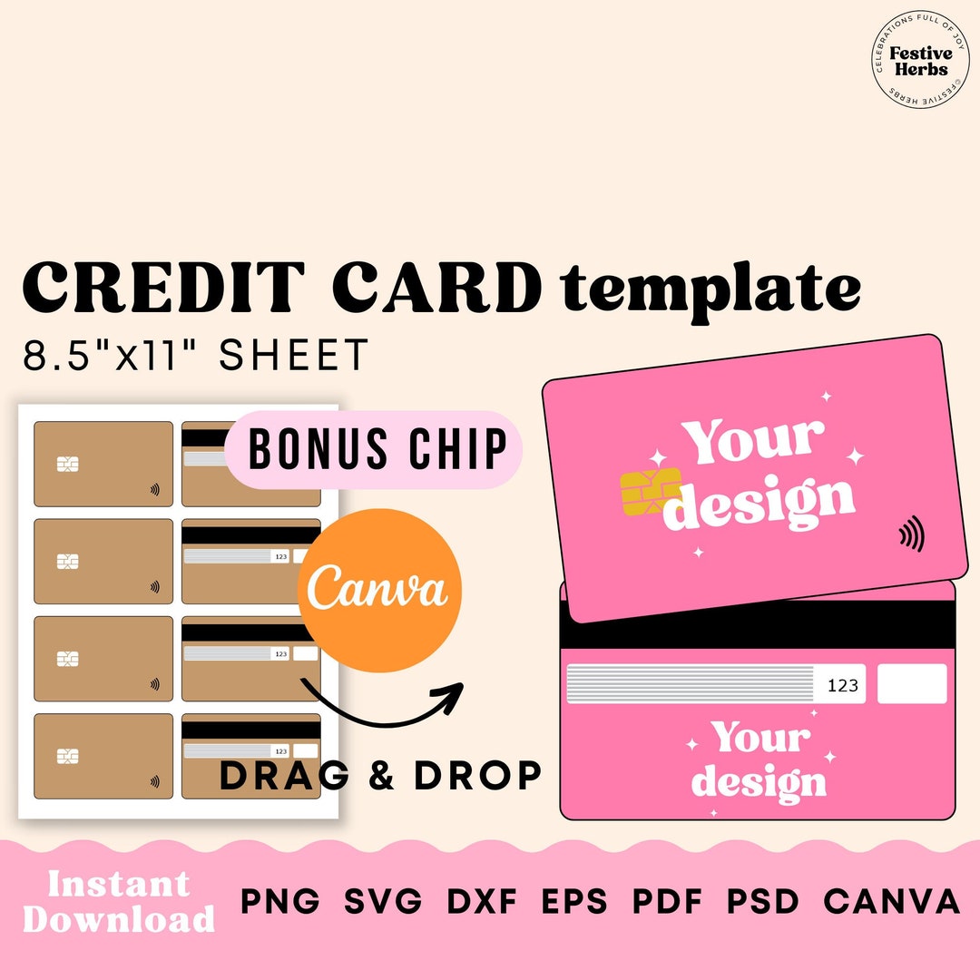 Gift Card Credit Card Template, Editable Gift Card Template Canva, SVG ...