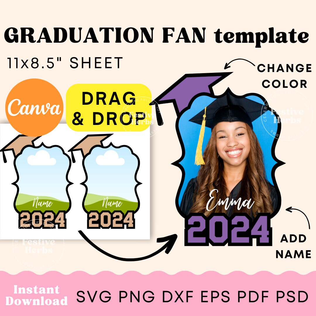Graduation Fan Template, Graduation Paddle Fan, Graduation Fan SVG ...