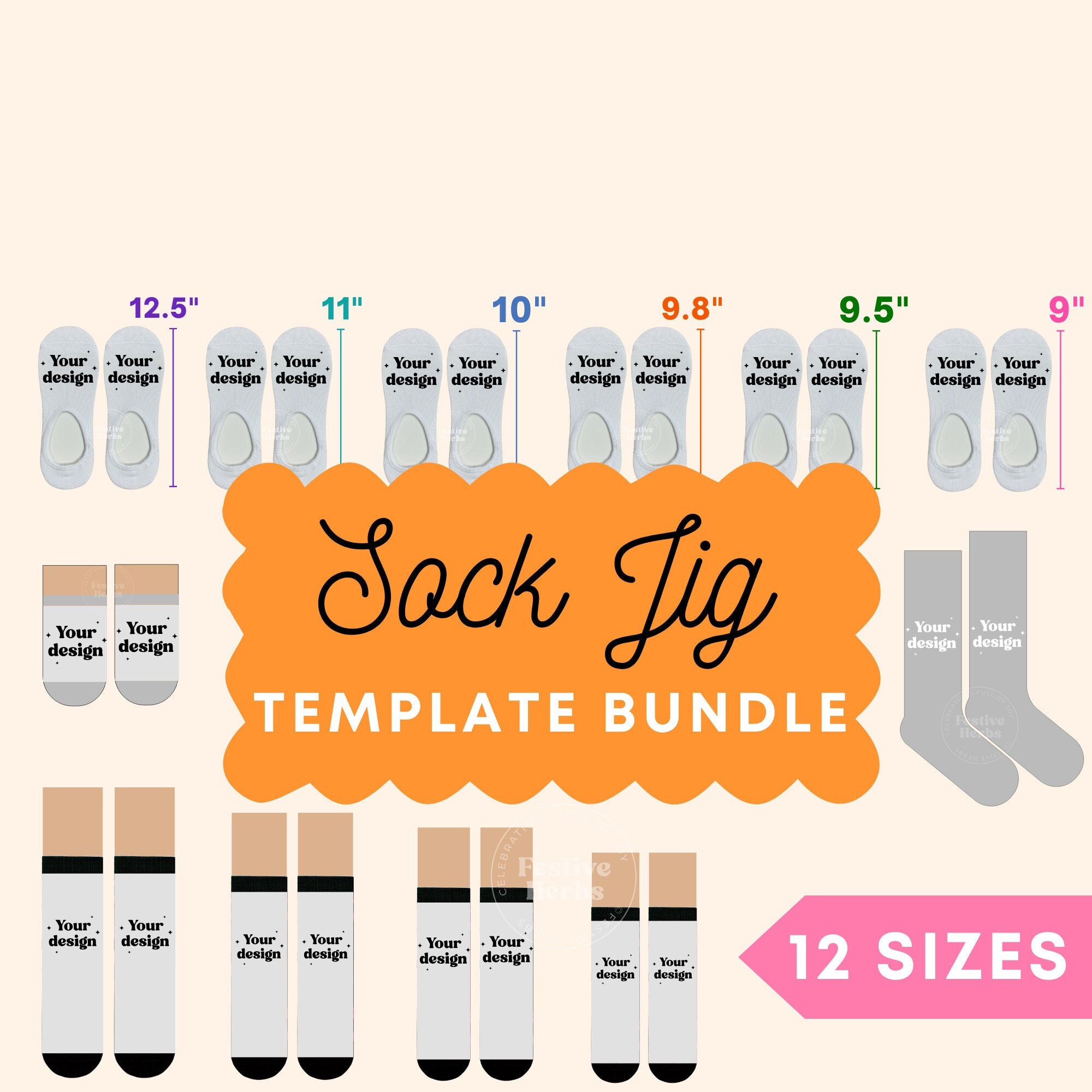 Sock Jig Template BUNDLE, Sock Jig Sublimation, Sock Insert Template ...
