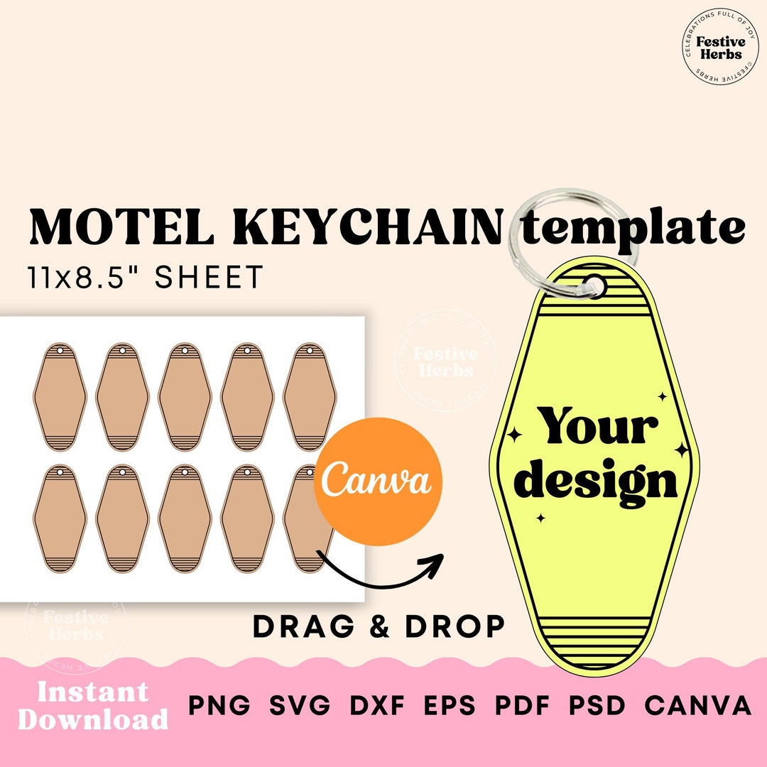 Motel Keychain Template, Motel Keychain SVG Cut File, Sublimation ...
