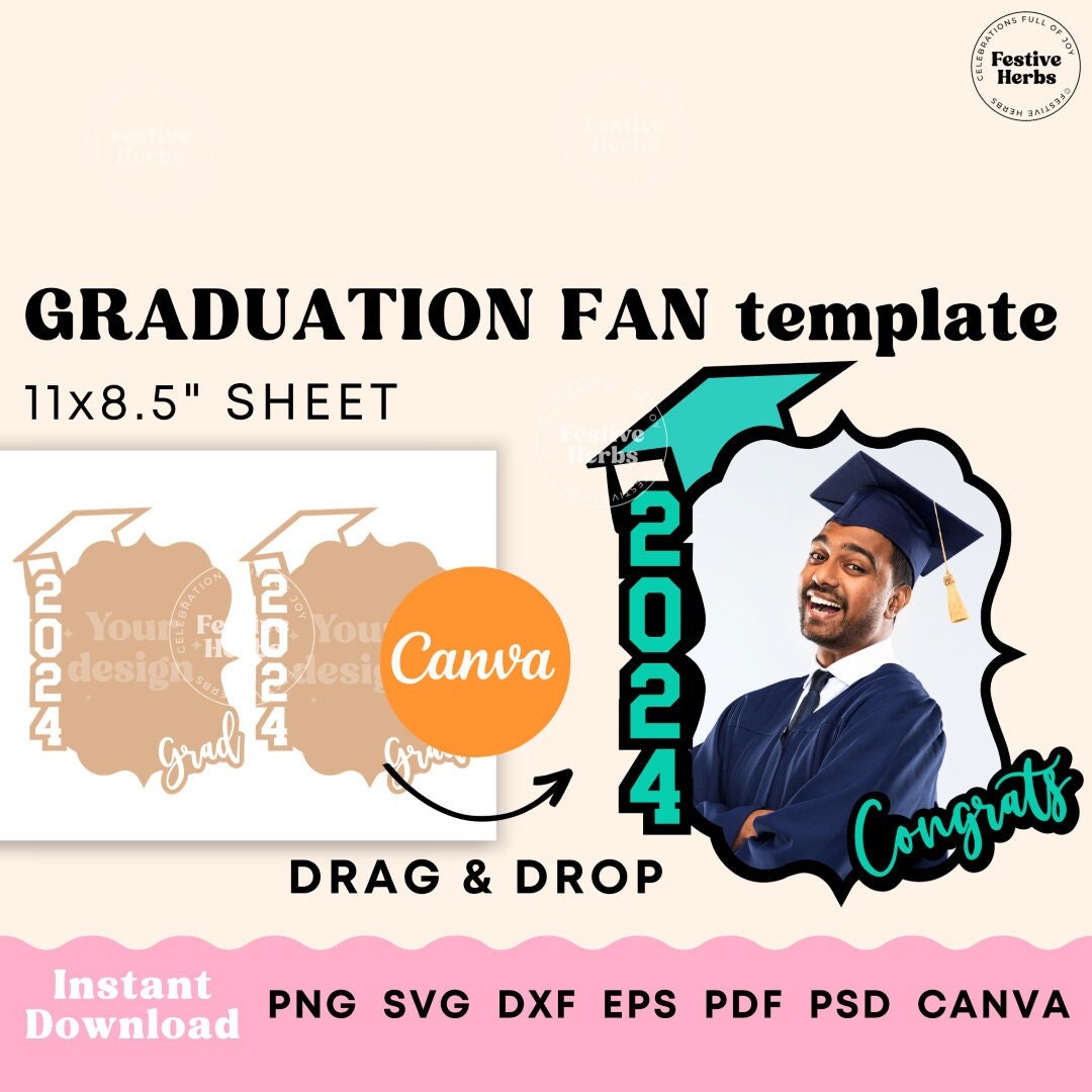 Graduation Fan Template, Custom Graduation Paddle Fan, Graduation Fan ...