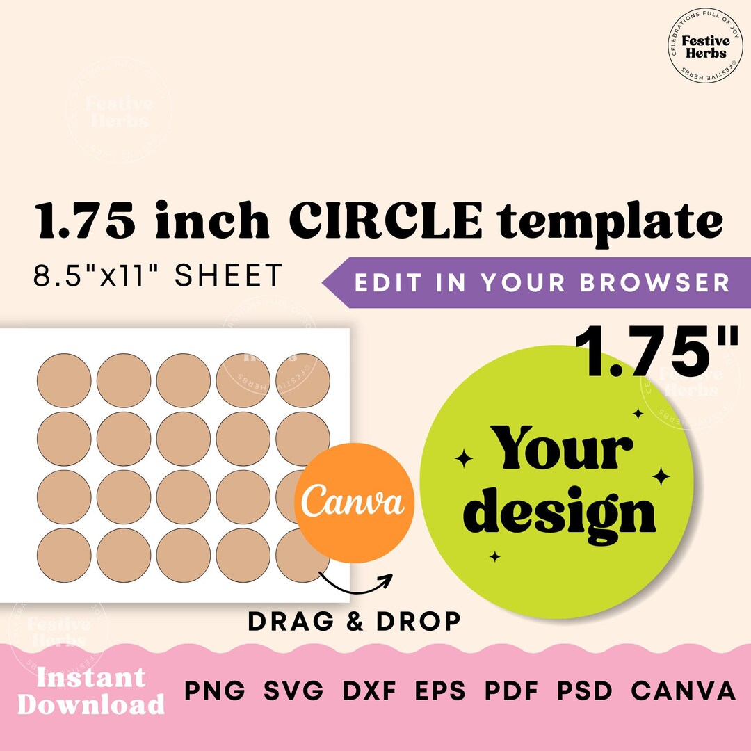 1.75 Inch Circle Template, Circle SVG, Circle Label Template, Sticker ...