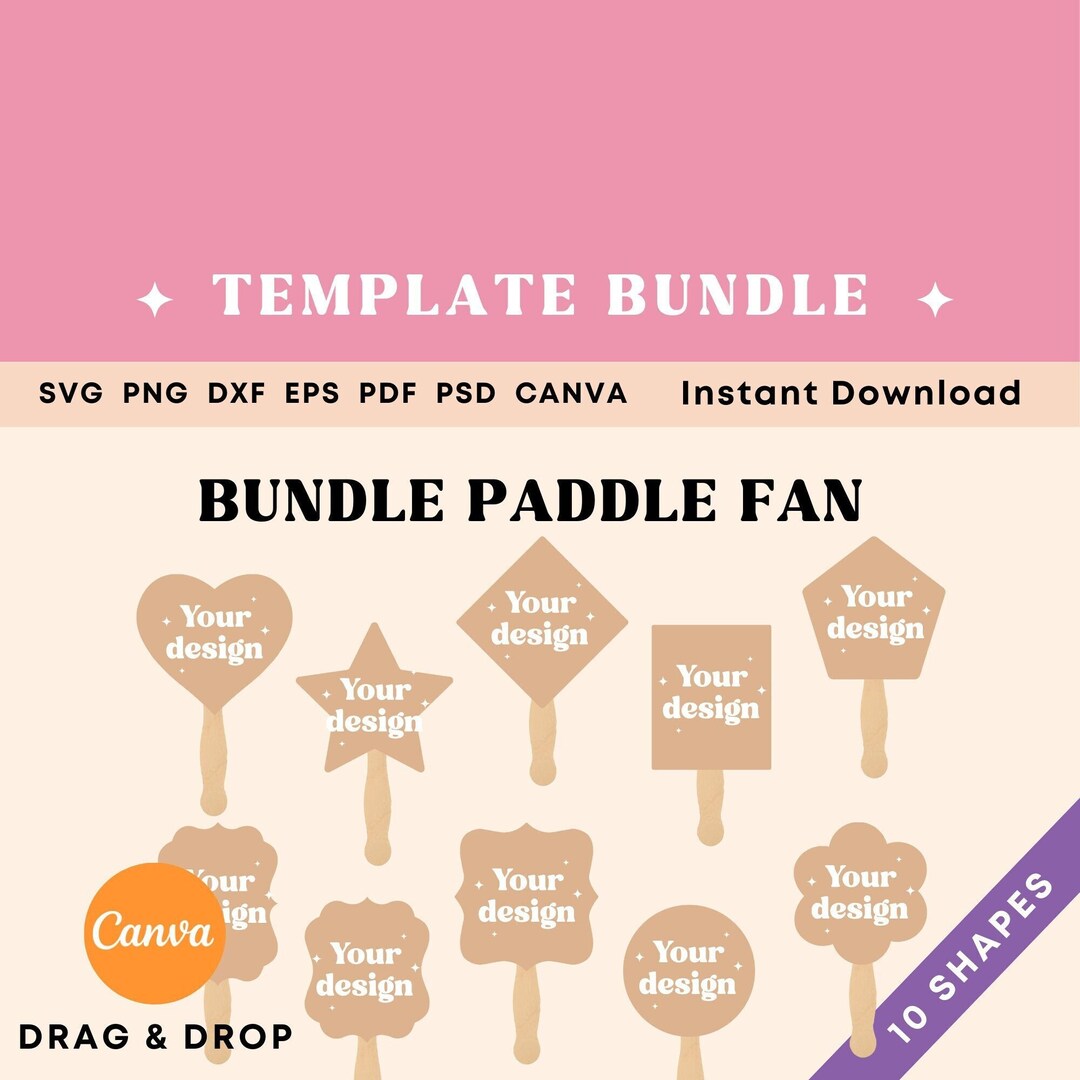 Bundle Paddle Fan Template, Graduation Fan Template, Wedding Fan ...