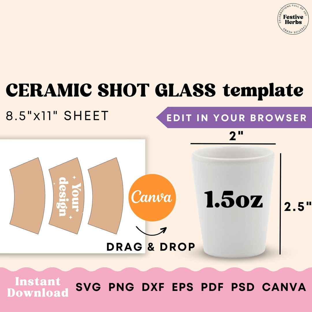 1.5oz Shot Glass Template, Ceramic Shot Glass SVG, Shot Glass ...