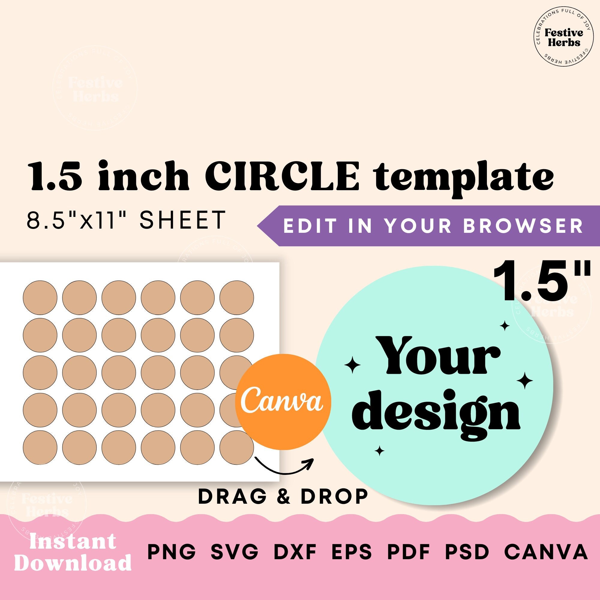 1.5 Inch Circle Template, Circle SVG, Circle Label Template, Sticker ...