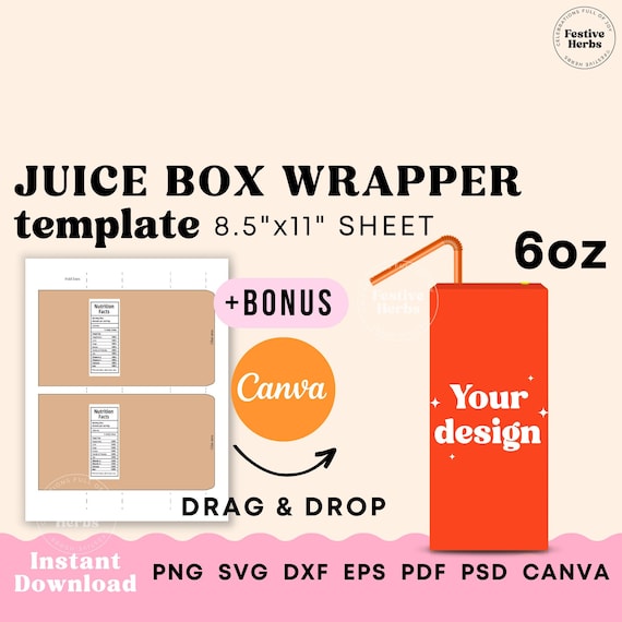Juice Box Cover Template