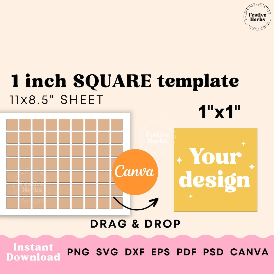 Square Template 1x1inch, Square Sticker Template, Square Label ...