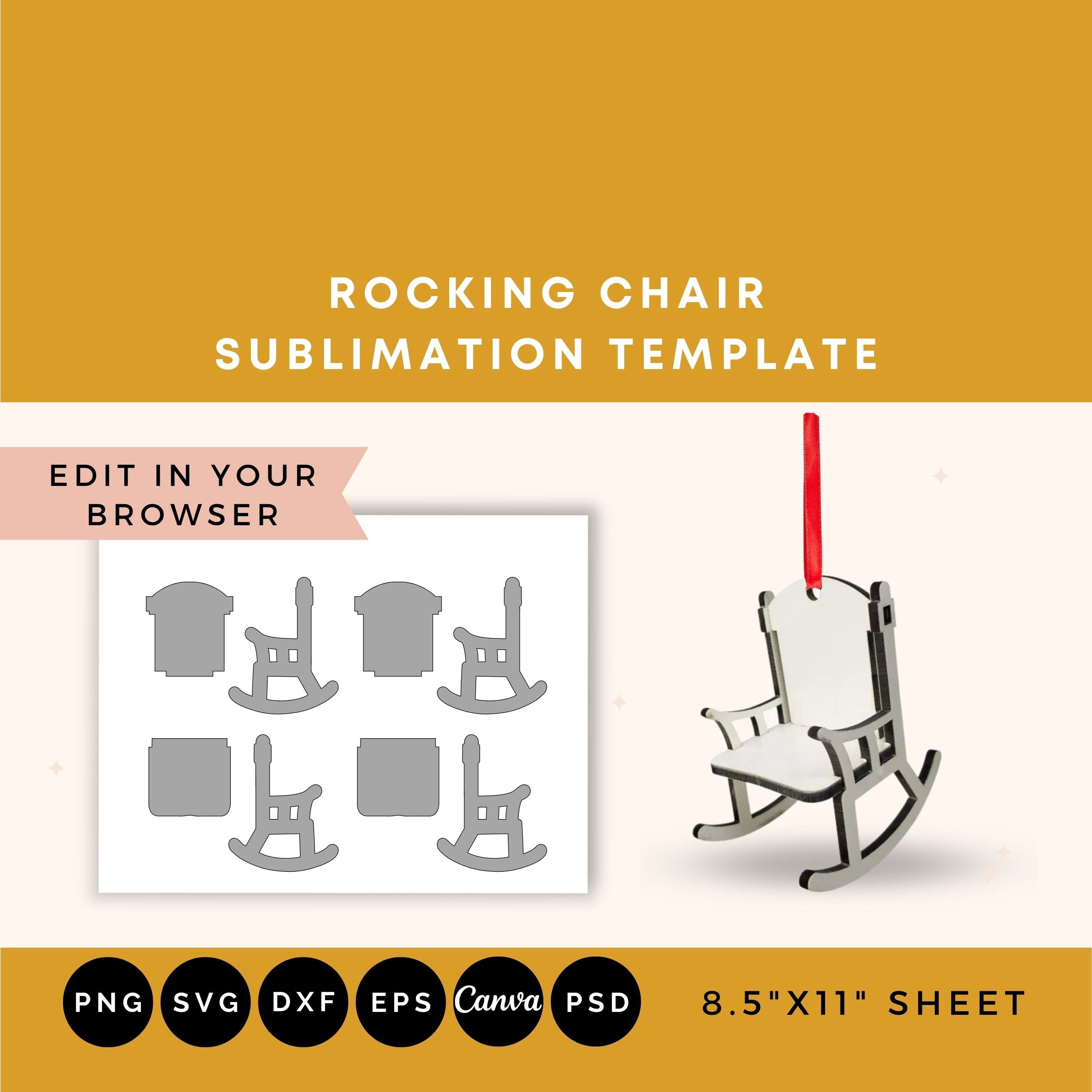 Rocking Chair Sublimation Template, Memorial Chair Ornament Template ...