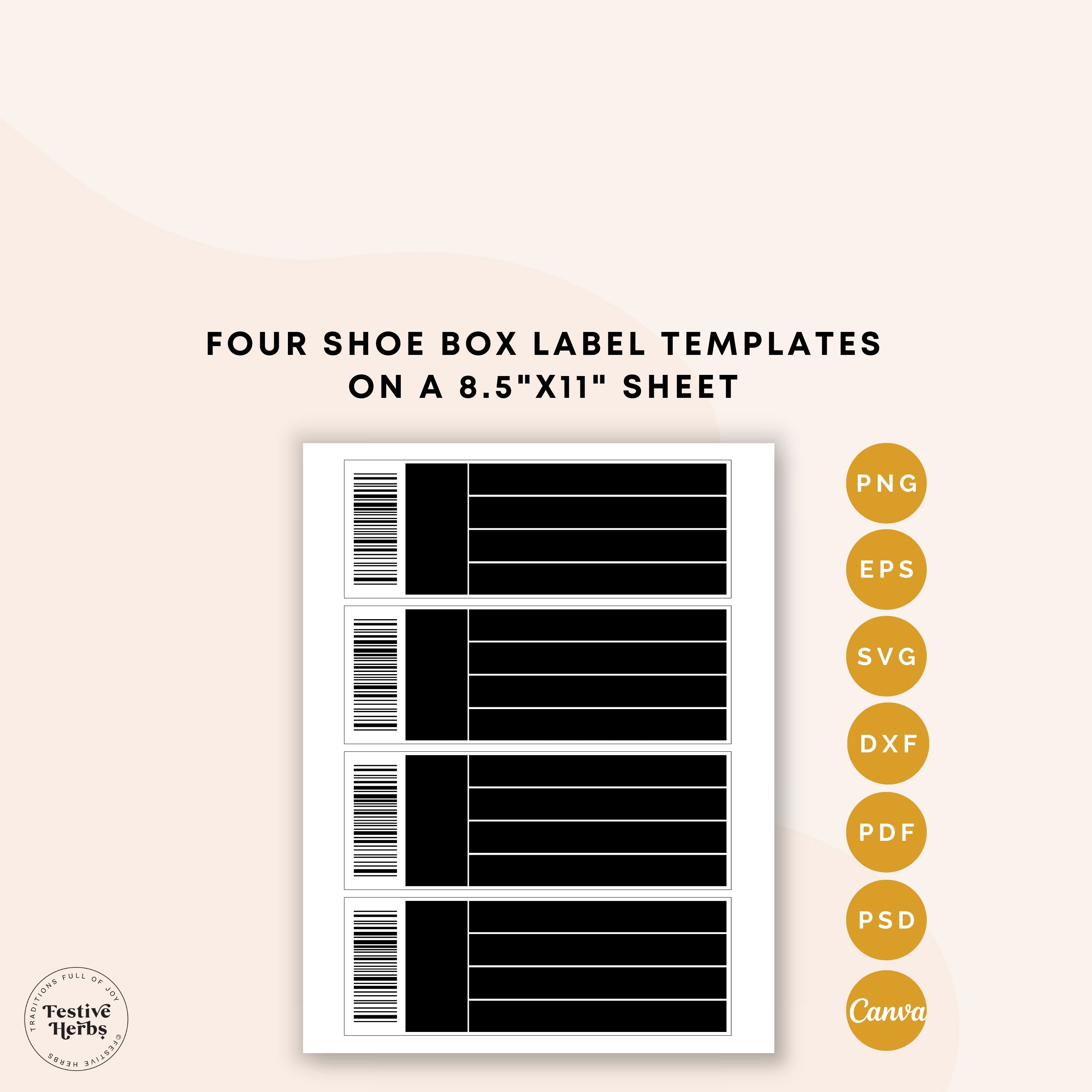 Shoe Box Label Template Shoe Box Label SVG Label Template - Etsy