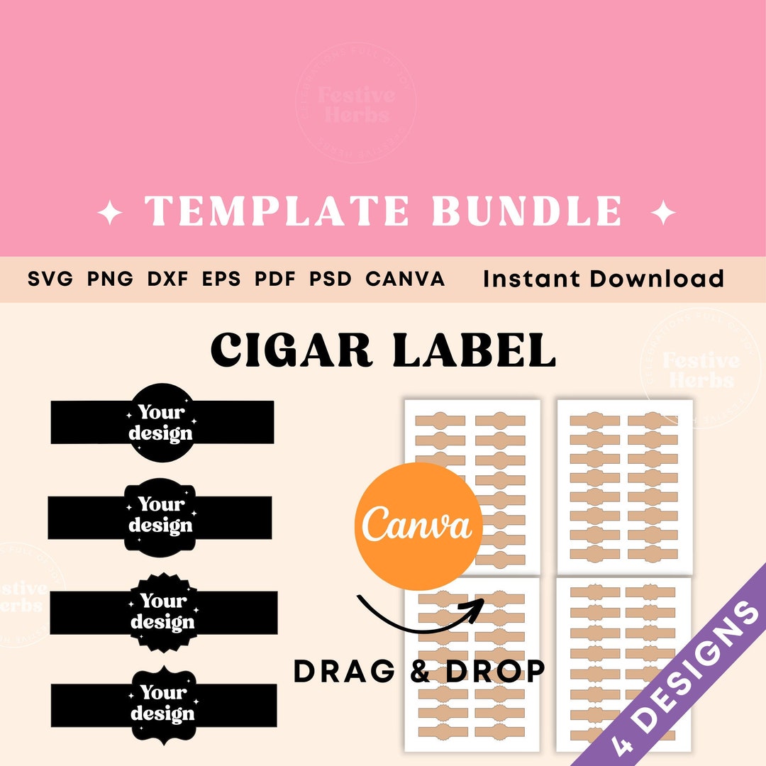 Cigar Wrapper Template BUNDLE, Cigar Label Template, Cigarette Label ...