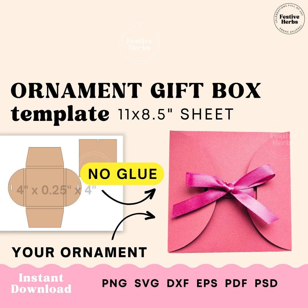 Ornament Box SVG, Ornament Box Template, No Glue Ornament Box ...