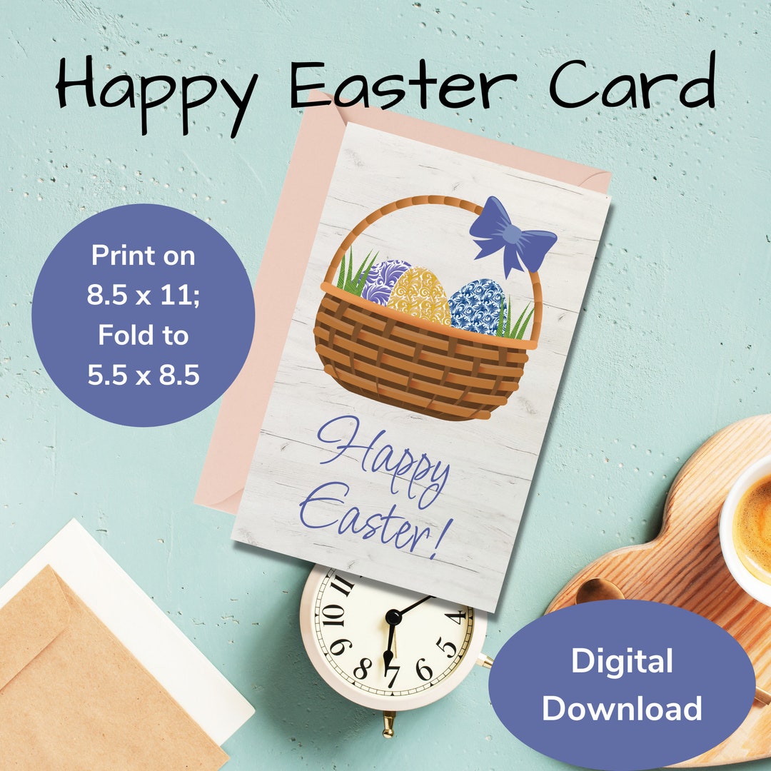 Printable Easter Card for Kids, Printable Easter Basket Card, DIY ...