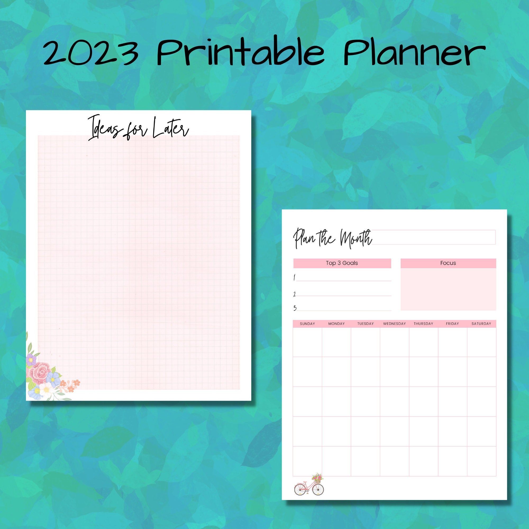 2023 Pink Printable Planner Printable Calendar Monthly - Etsy