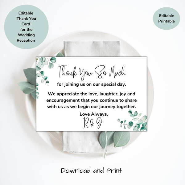 Reception Thank You - Etsy