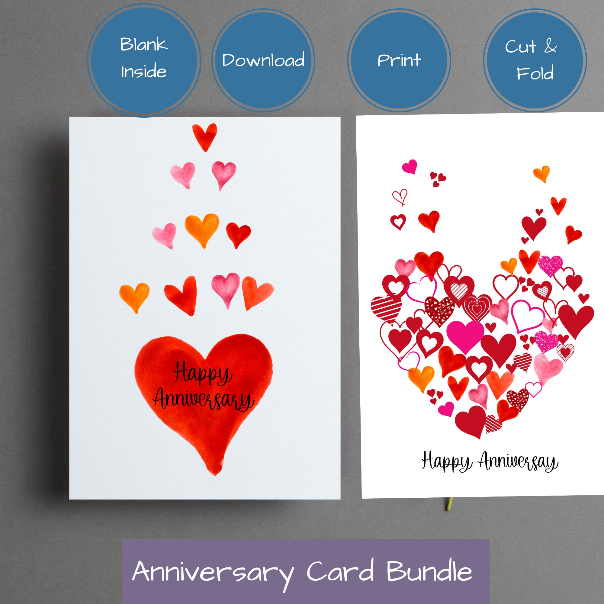 Happy Anniversary Card Bundle Two Anniversary Cards Read and - Etsy