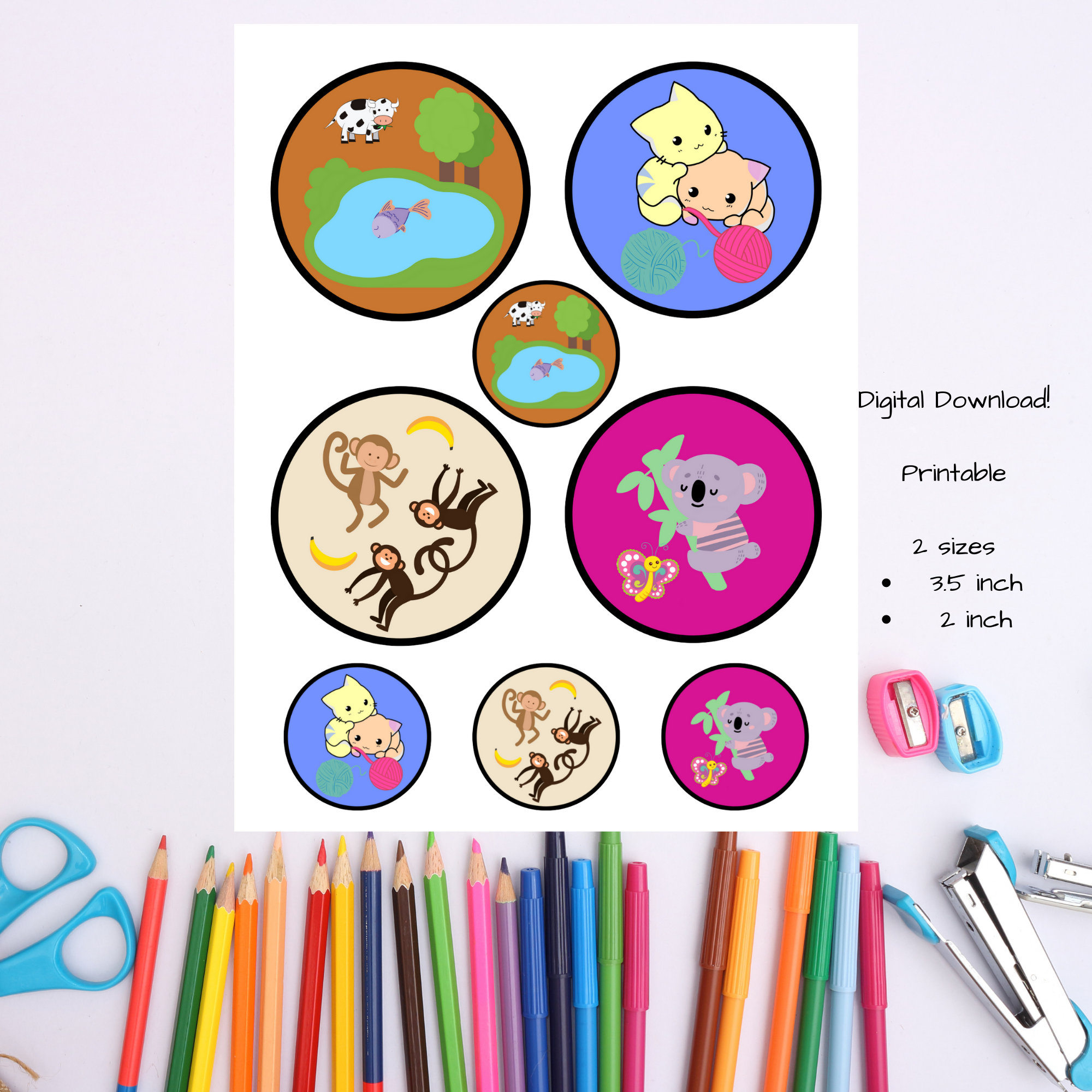 Cute Printable Animal Stickers, Printable Animal Planner Stickers ...