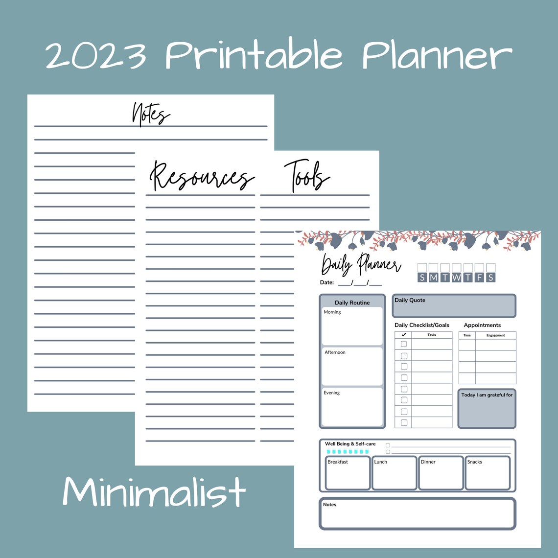 2023 Boho Minimalist Printable Planner Boho Calendar Habit - Etsy