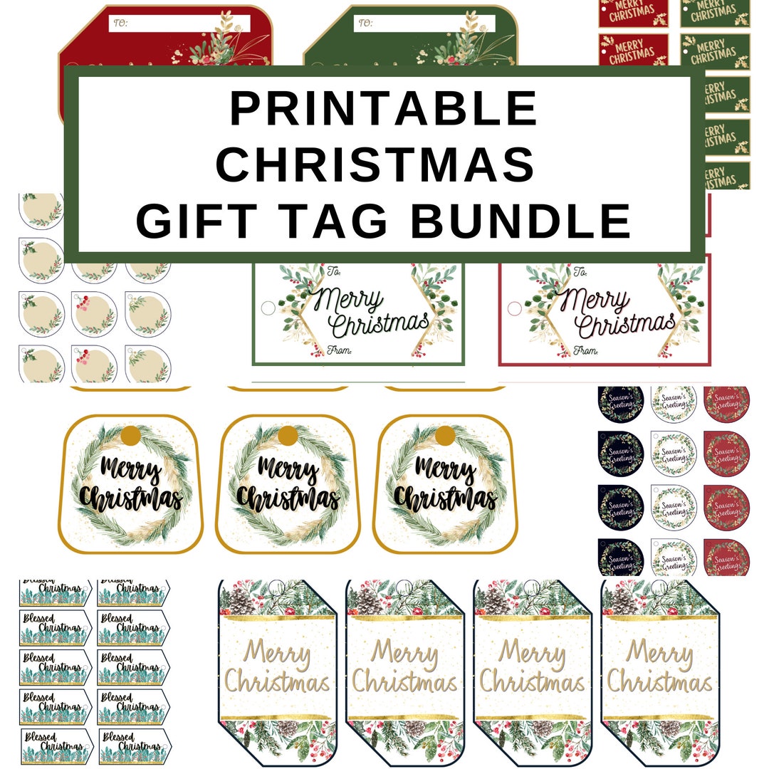 Printable Holiday Gift Tags Bundle, Christmas Gift Tags Digital ...