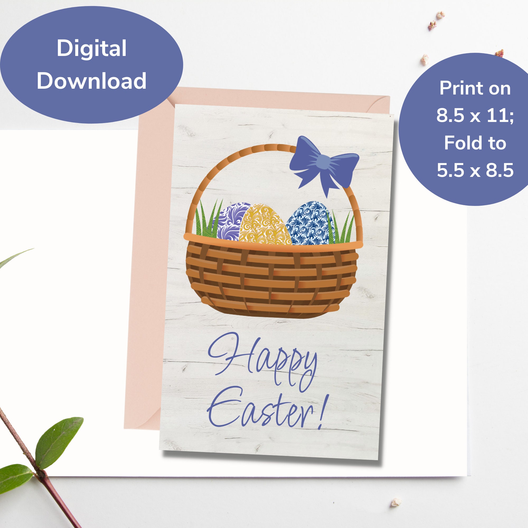 Printable Easter Card for Kids, Printable Easter Basket Card, DIY ...
