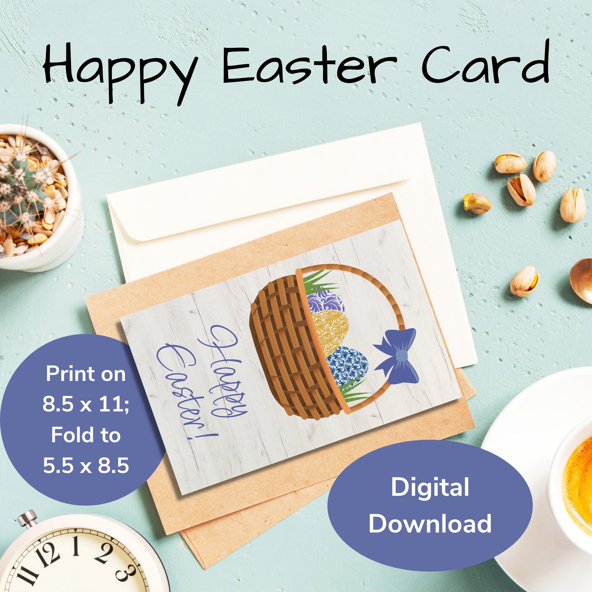 Printable Easter Card for Kids, Printable Easter Basket Card, DIY ...