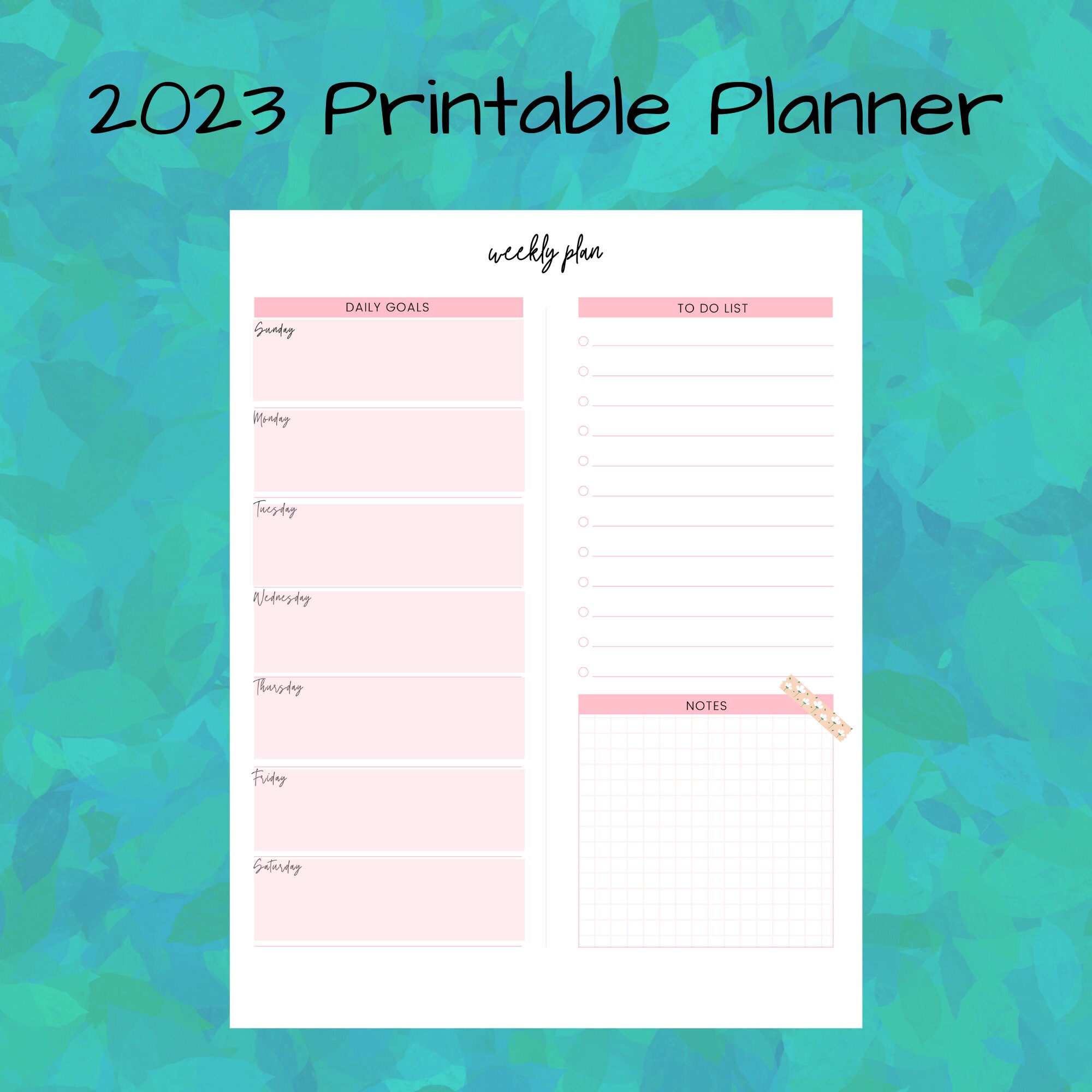 2023 Pink Printable Planner Printable Calendar Monthly - Etsy