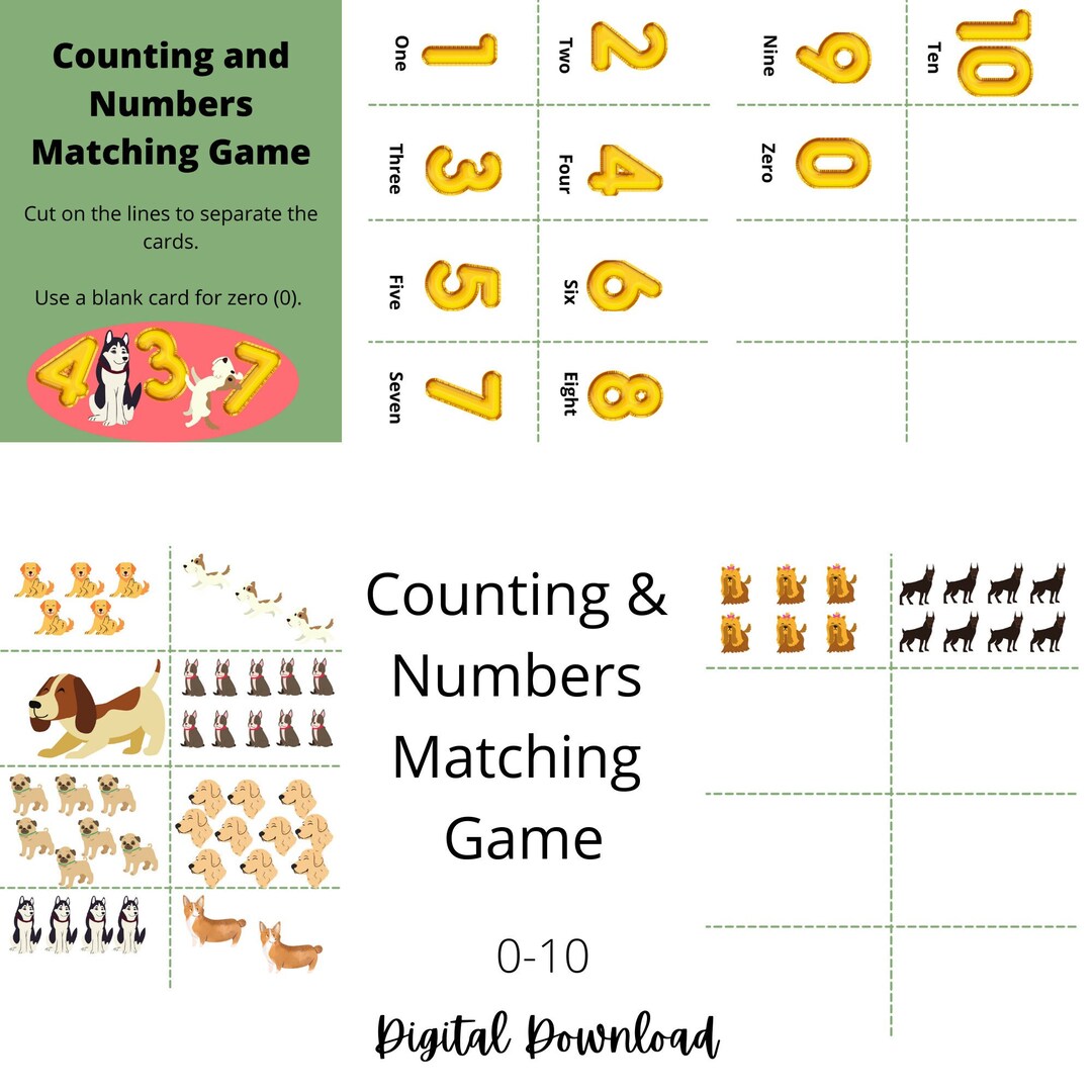 Counting Worksheets Printable, Numbers Worksheet Printable, Matching ...